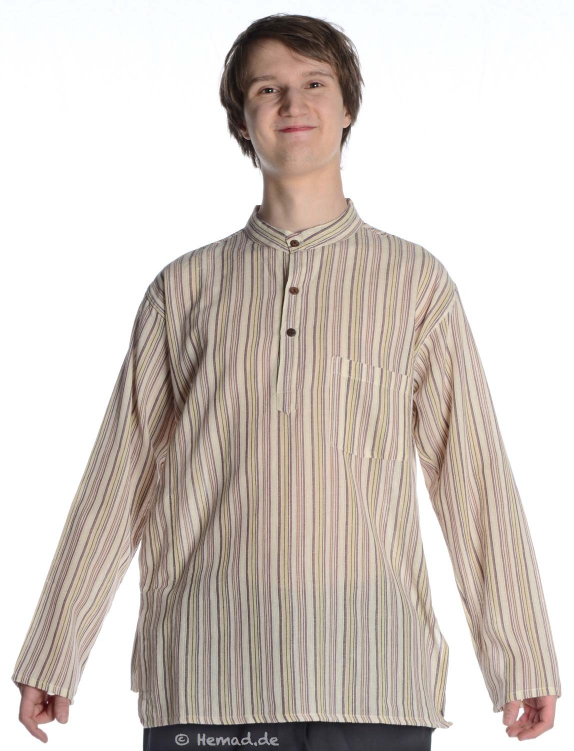 Fischerhemd beige gestreift
