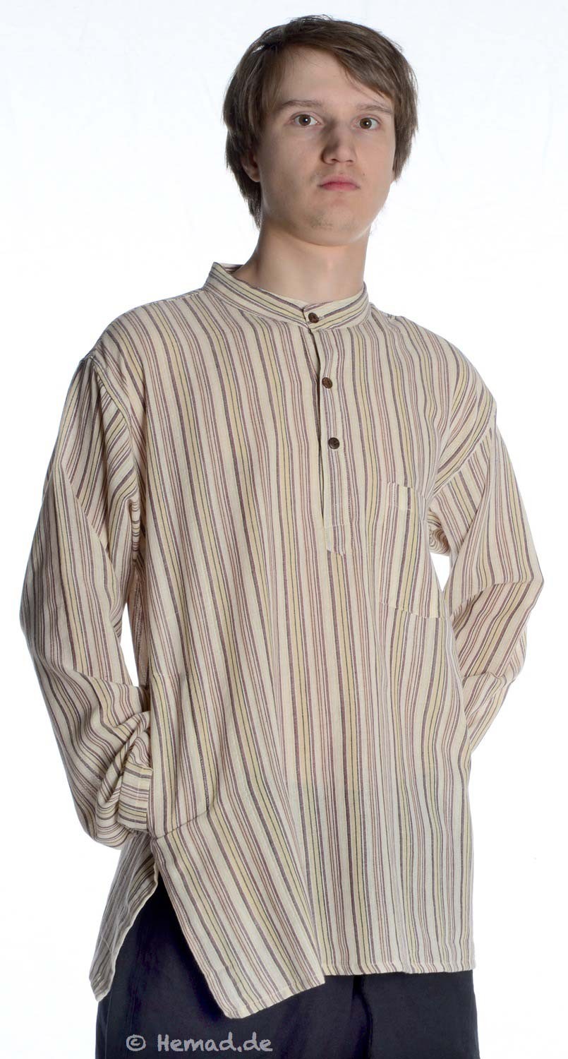 Fischerhemd beige gestreift