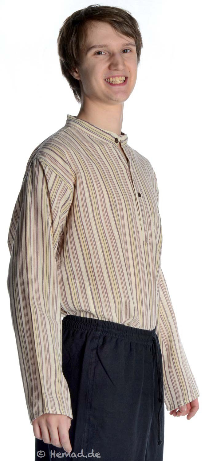 Fischerhemd beige gestreift