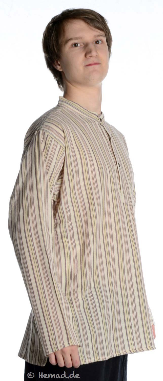 Fischerhemd beige gestreift