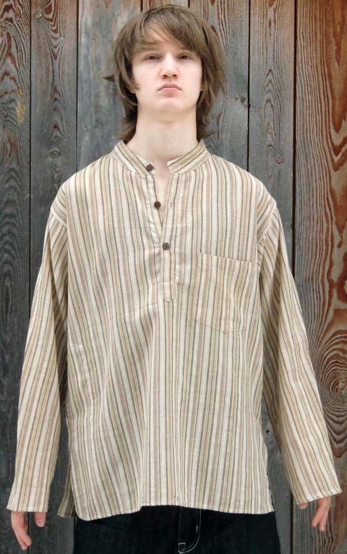 Fischerhemd beige gestreift